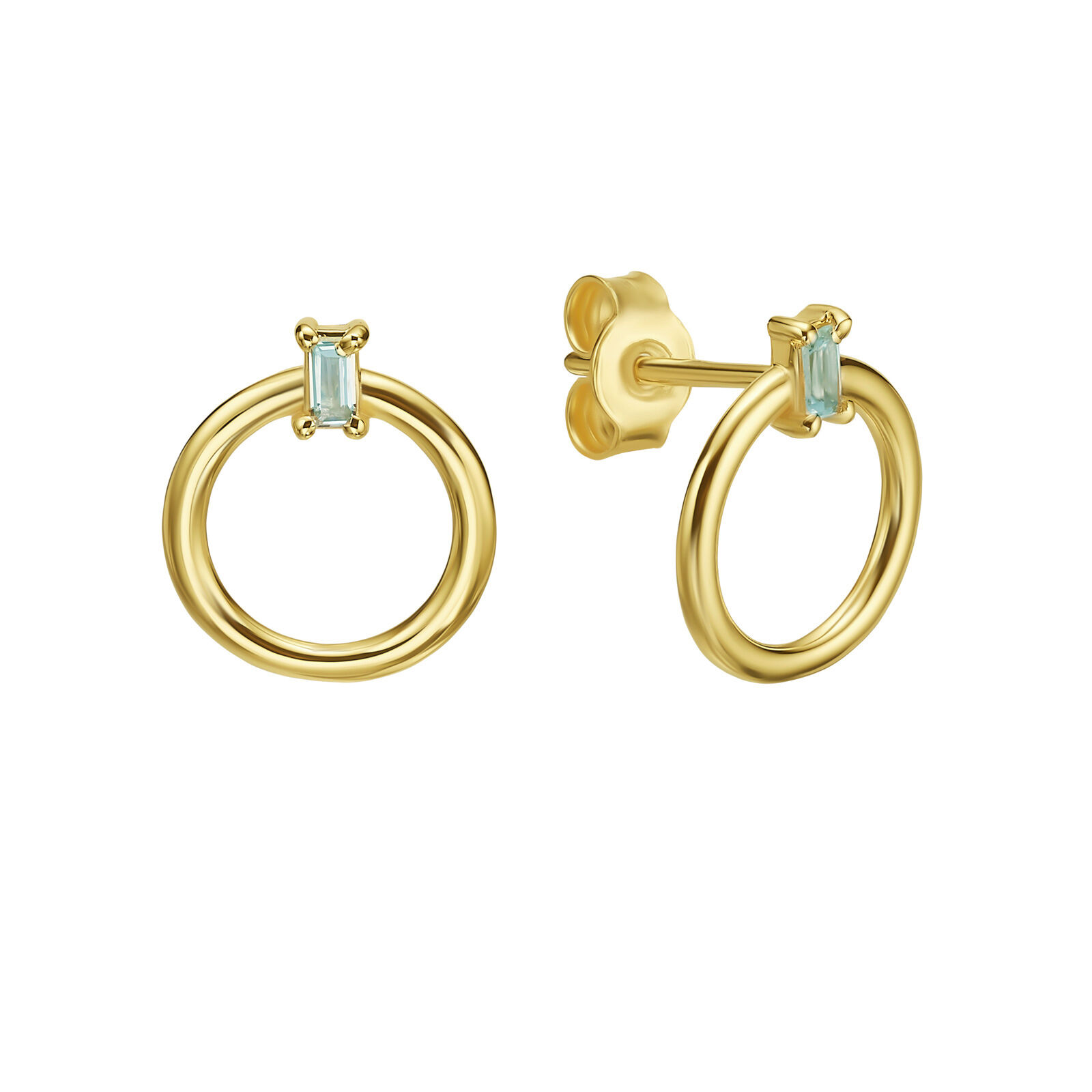 עגילים צמודים טופז מזהב צהוב 14 קראט - עיגול רין | youme