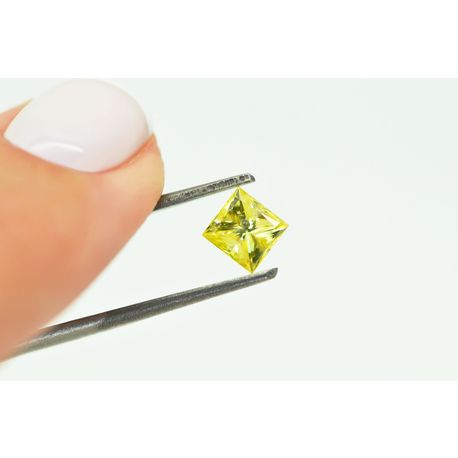 Princess Diamond Fancy Yellow Loose 0.75 Fancy SI1 Enhanced Natural 4 ...