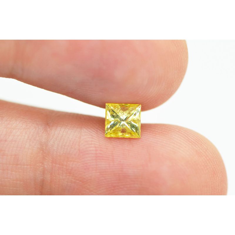 Princess Diamond Fancy Yellow Loose 0.75 Fancy SI1 Enhanced Natural 4 ...