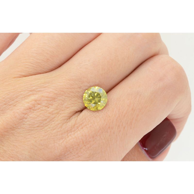 Loose Round Shape Diamond Fancy Yellow Color 2.51 Carat VS2 Certified ...