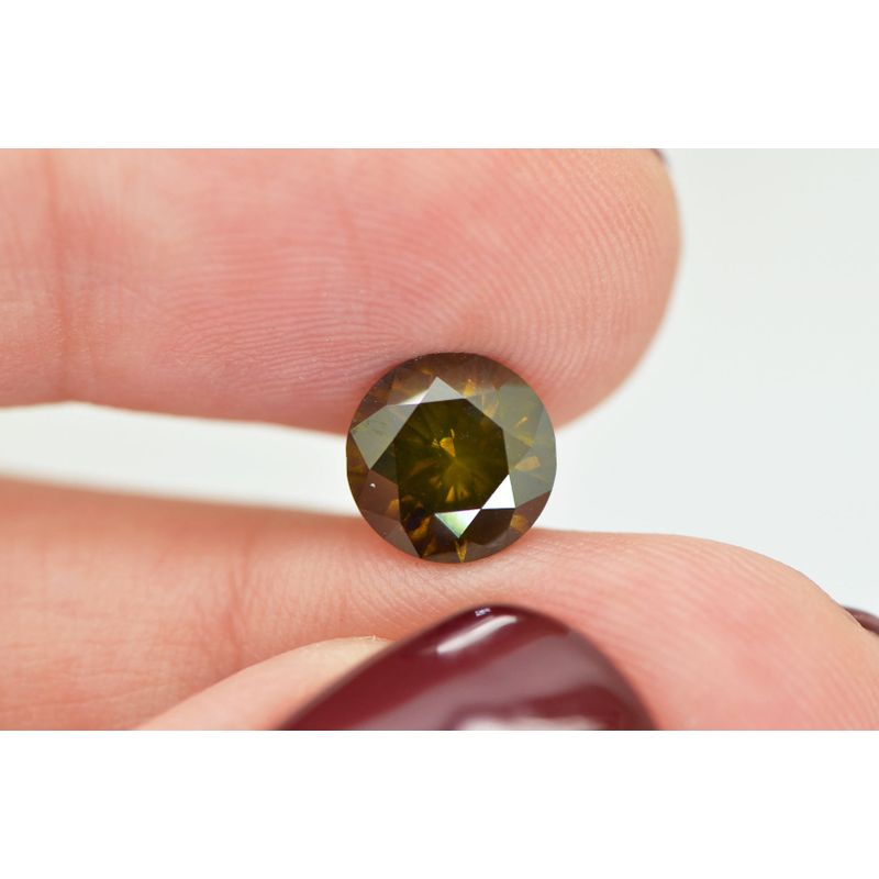 Round Shape Diamond Fancy Brown Color Loose VS2 Certified Enhanced 2.21 ...