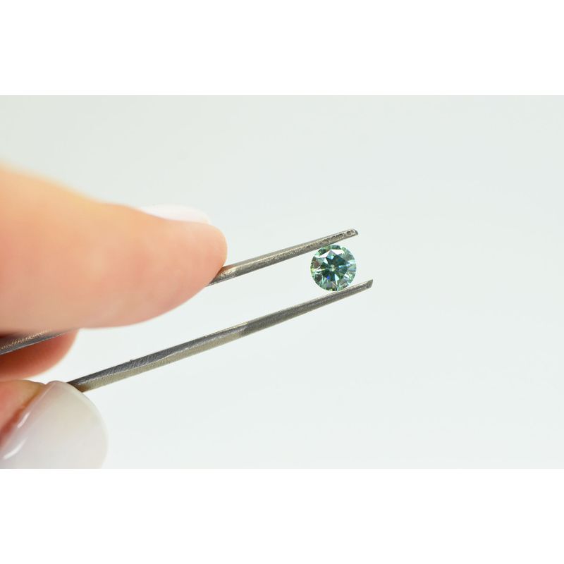 Round Shape Diamond Fancy Green Color SI1 Loose Real Enhanced 0.43 ...