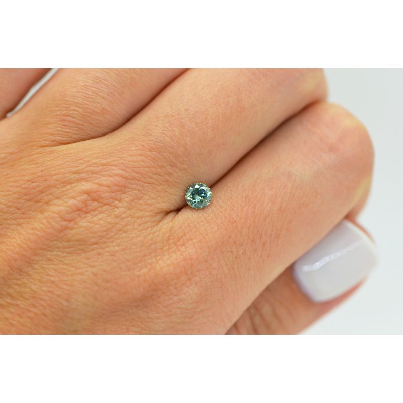 Round Shape Diamond Fancy Green Color SI1 Loose Real Enhanced 0.43 ...