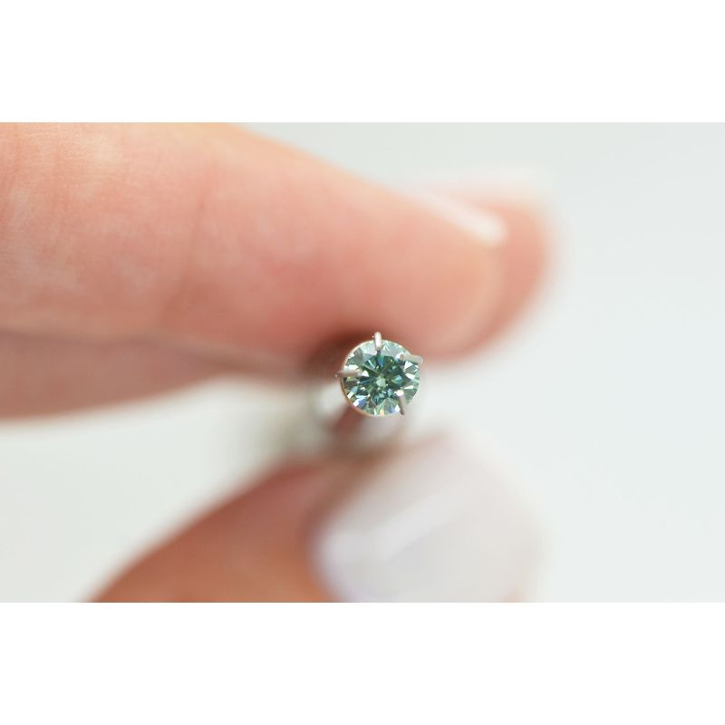 Round Shape Diamond Fancy Green Color SI1 Loose Real Enhanced 0.43 ...
