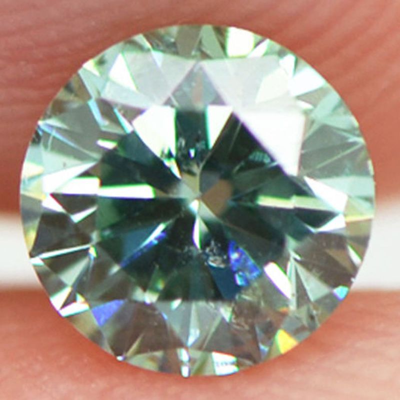 Round Shape Diamond Fancy Green Color SI1 Loose Real Enhanced 0.43 ...