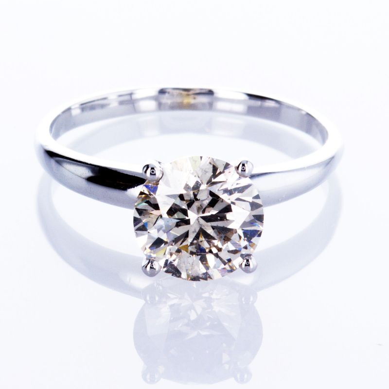 2 Ct Solitaire Diamond Ring Engagement Round Cut H/SI1 Treated 14K ...